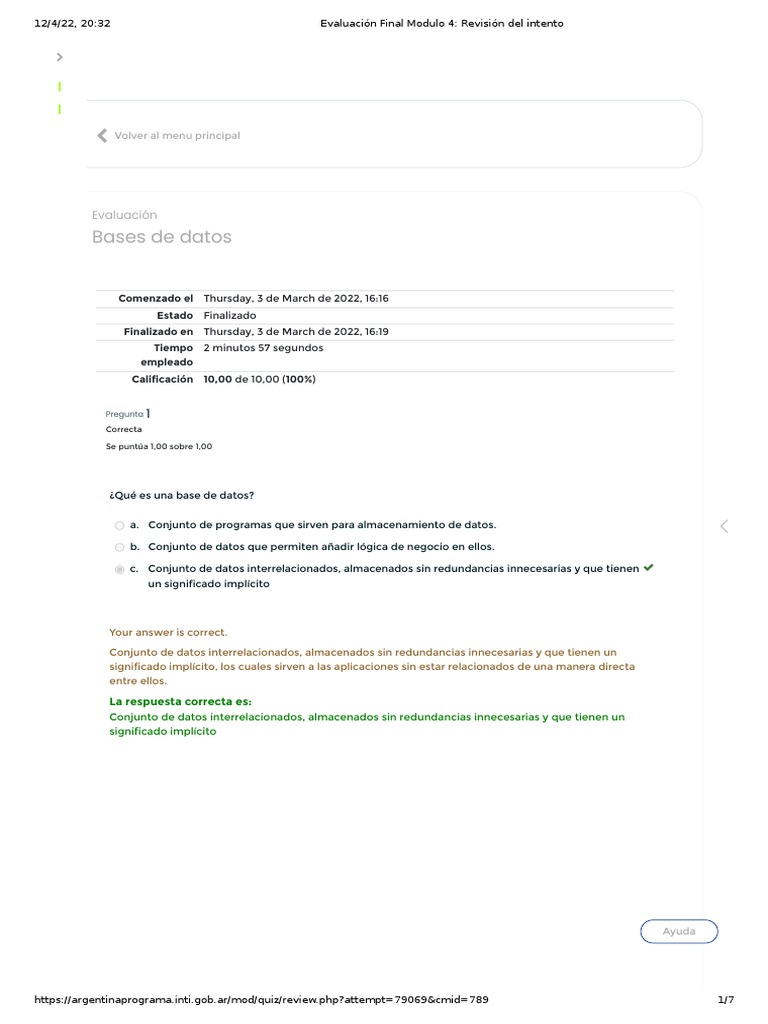Evaluación Final Modulo 4 | PDF | Bases de datos | Mi sql