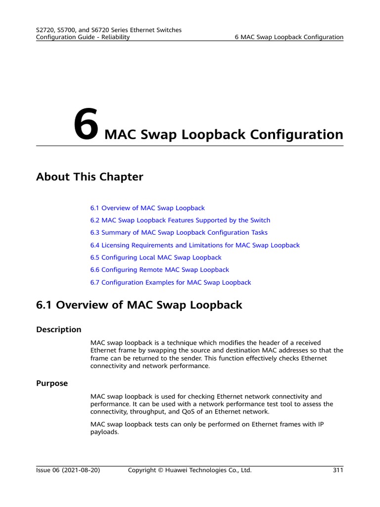 01-06 MAC Swap Loopback Configuration | PDF | Network Switch | Computer Network