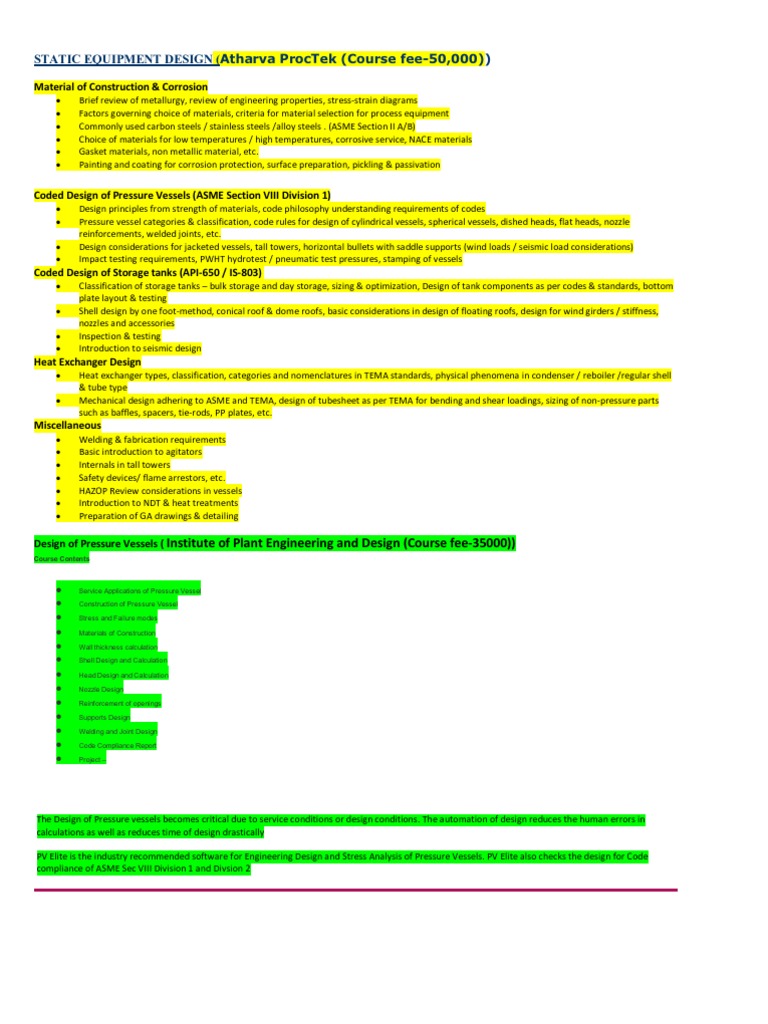 Static Equipment Design Overview | PDF | Technology & Engineering