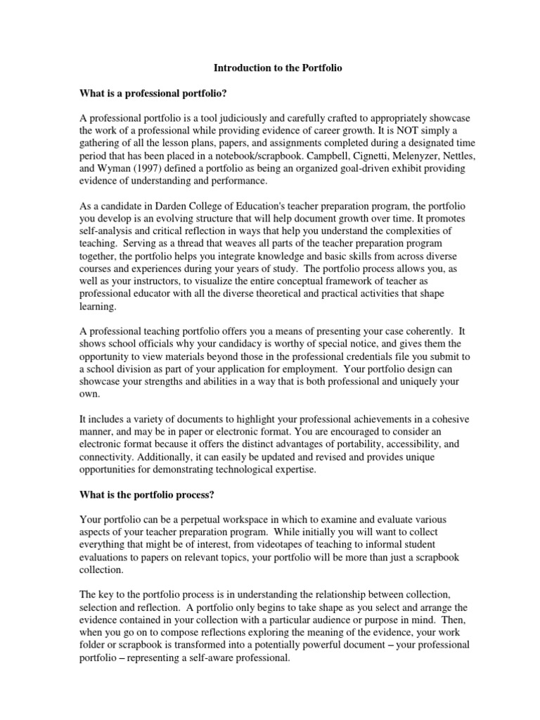 Professional Portfolio Document Rev 3 | PDF | Educational Assessment ...