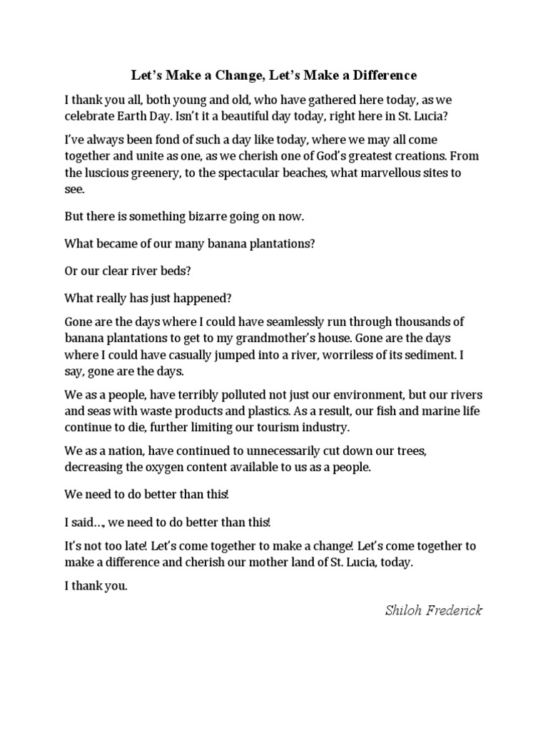 Let's Make A Change, Let's Make A Difference | PDF | Science & Mathematics