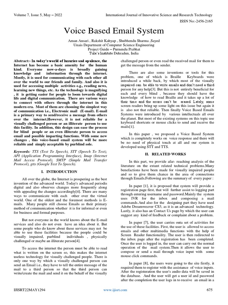 Voice Based Email System | PDF | Speech Recognition | Speech Synthesis