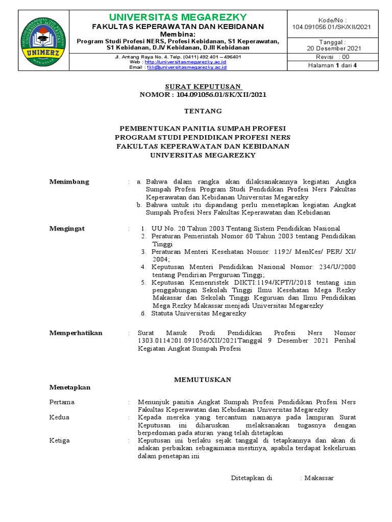 SK Yudisium Periode 4 2020 | PDF | Pengembangan Diri | Kesehatan Holistik