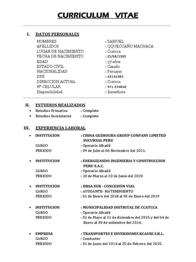 CV Samuel - 2022 | PDF