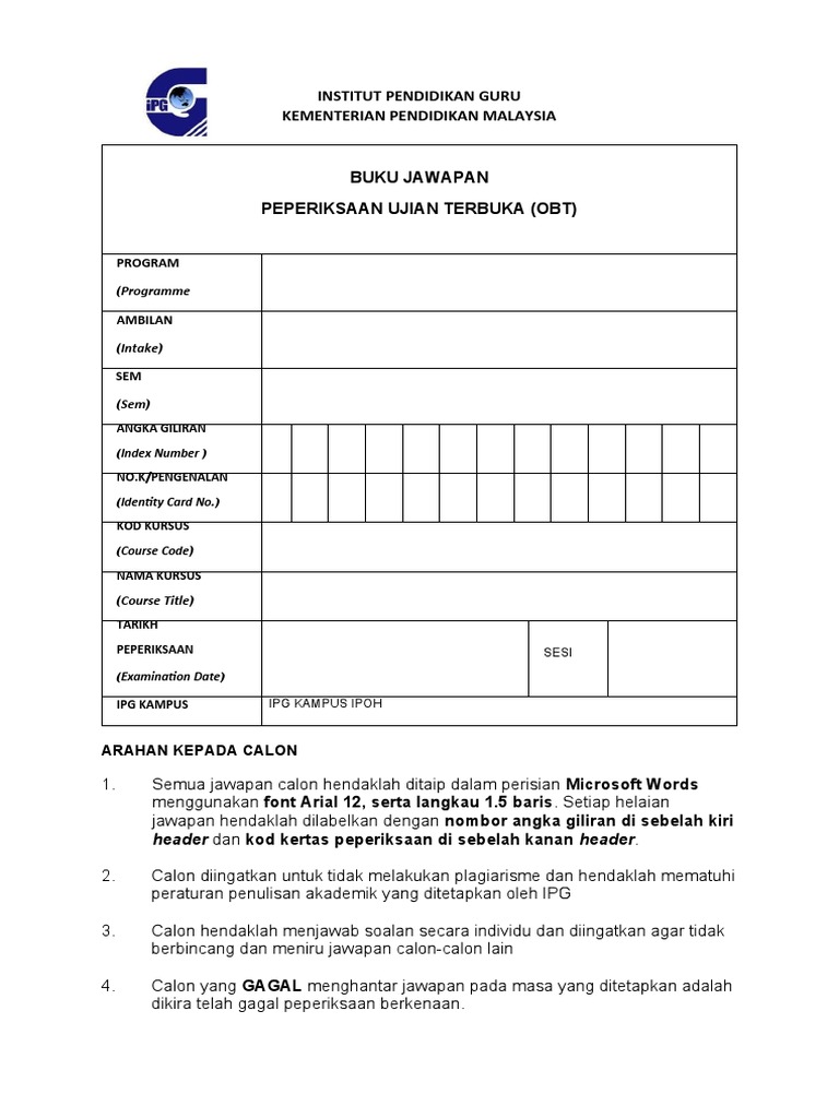 Jawapan Obt EDUP3063 | PDF