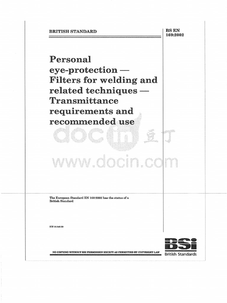 BS en 169 - 2002 | PDF