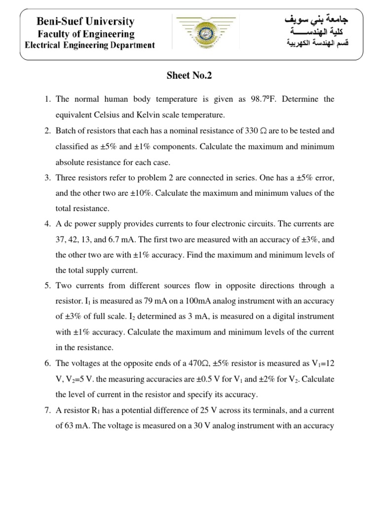 Measuremnts - Sheet 2 | PDF | Resistor | Electrical Resistance And ...