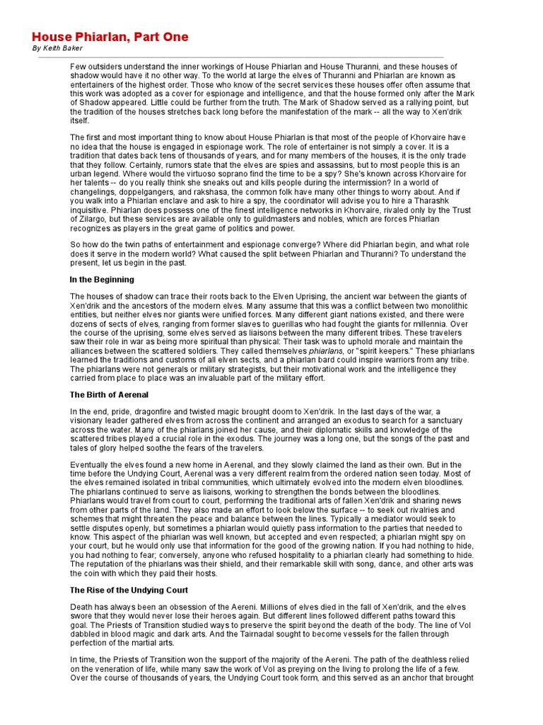 055 Dragonshards - House Phiarlan, Part One | PDF | Elf (Dungeons ...