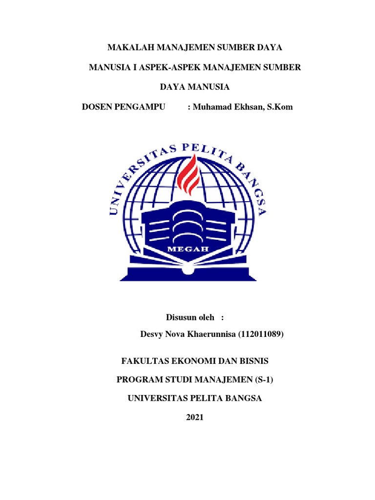 Makalah Manajemen Sumber Daya Manusia I Aspek | PDF