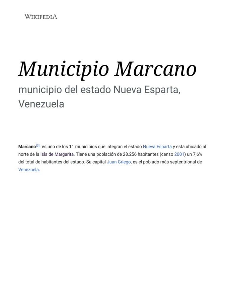 Municipio Marcano - Wikipedia, La Enciclopedia Libre | PDF