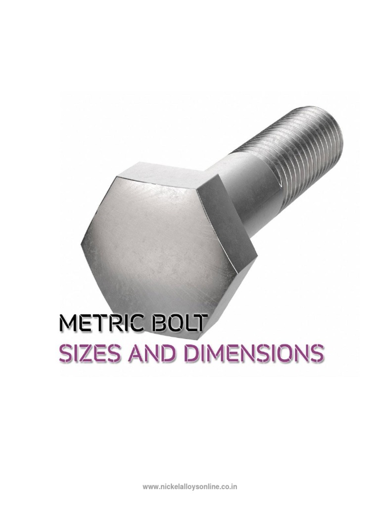 Metric Bolt Size and Specification Guide | PDF | Screw | Steel