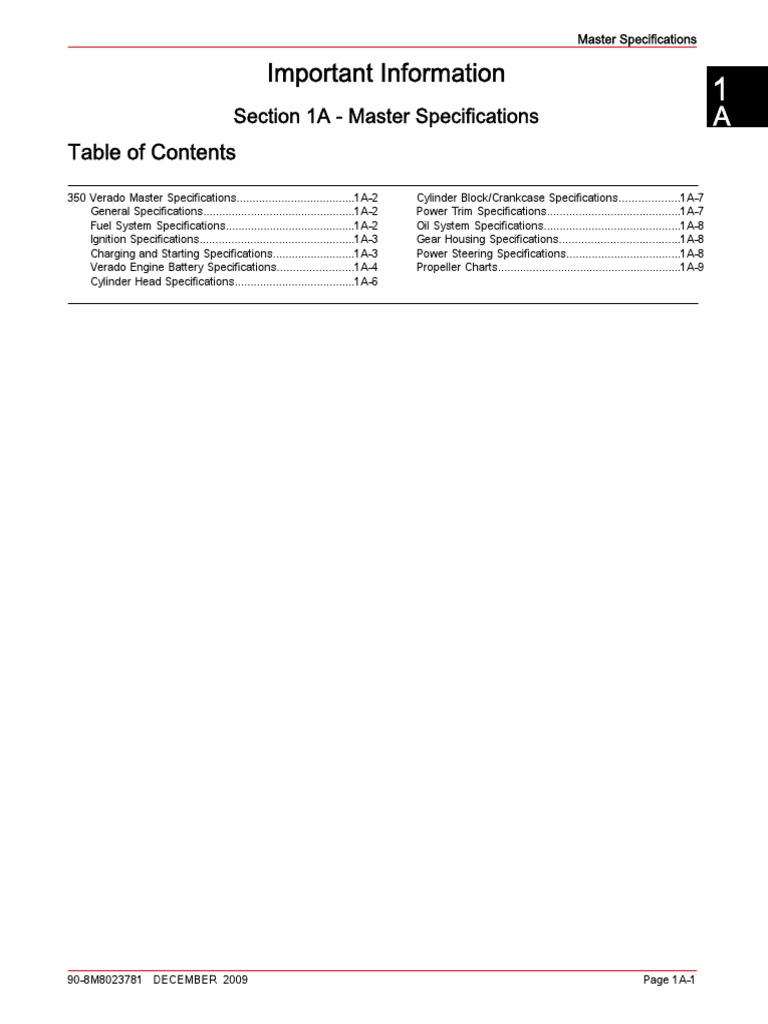 Important Information: Section 1A - Master Specifications | PDF ...