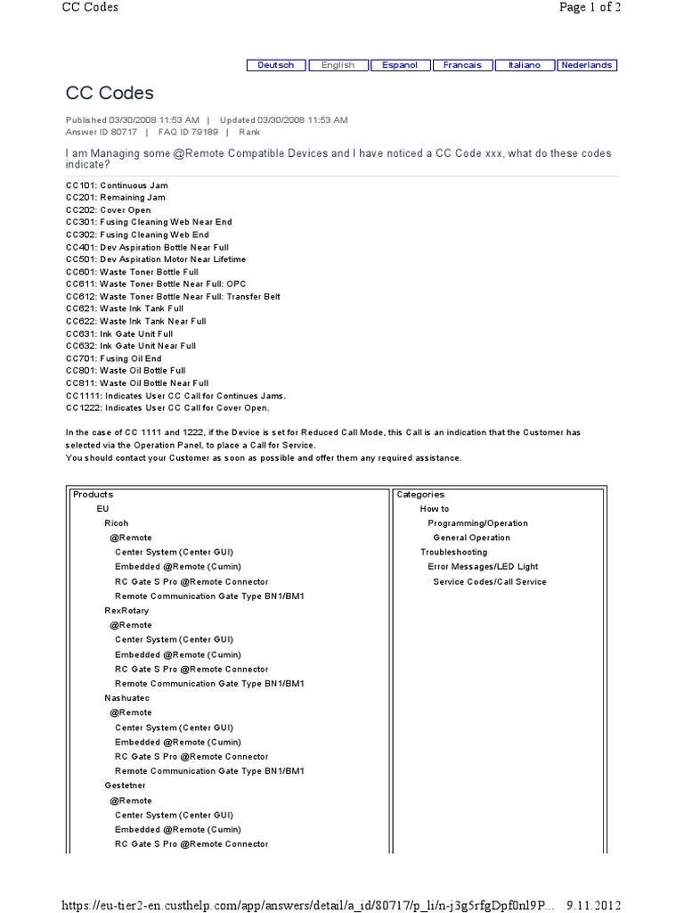 CC Codes: I Am Managing Some @remote Compatible Devices and I Have ...