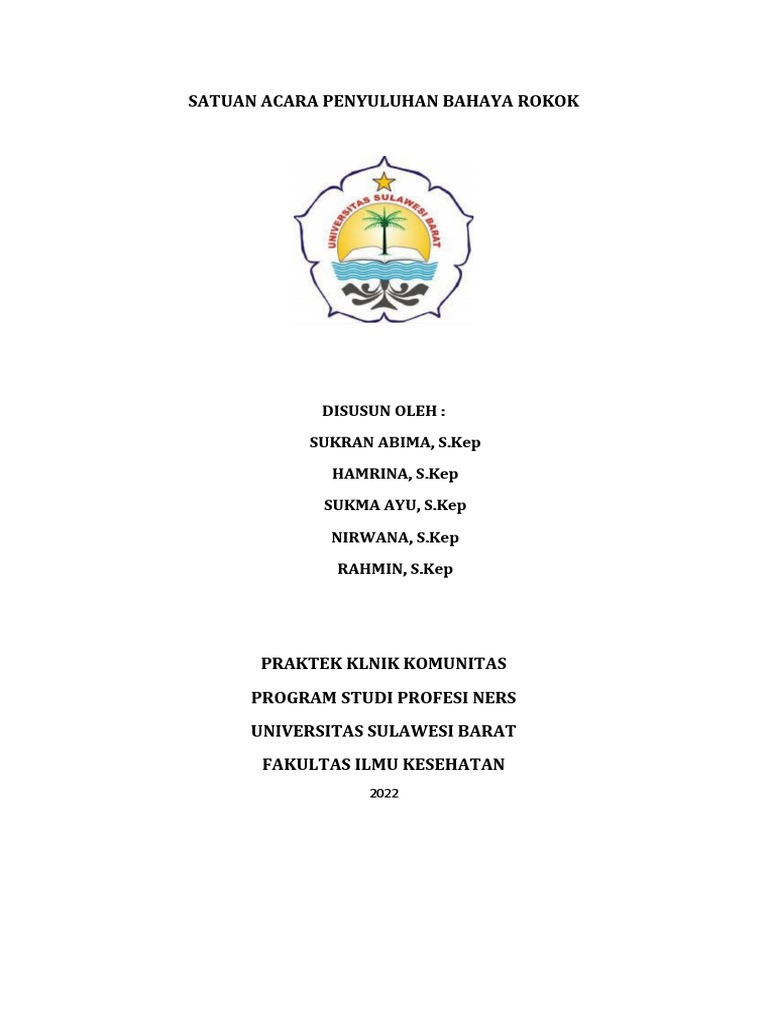 SATUAN ACARA PENYULUHAN Bahaya Rokok Pada Remaja | PDF