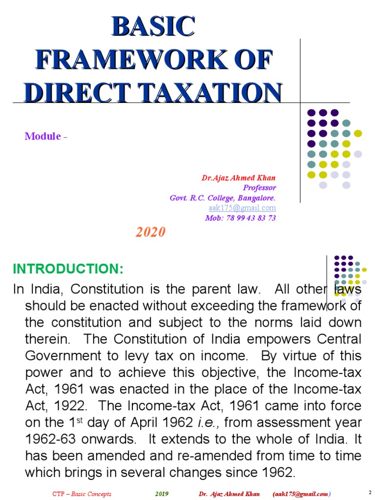 Basic Framework of Direct Taxation | PDF | Taxes | Income Tax