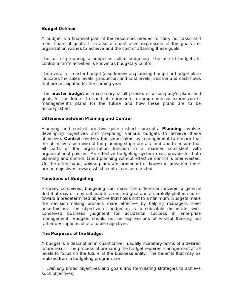 Understanding Budgeting Functions | PDF | Budget | Goal