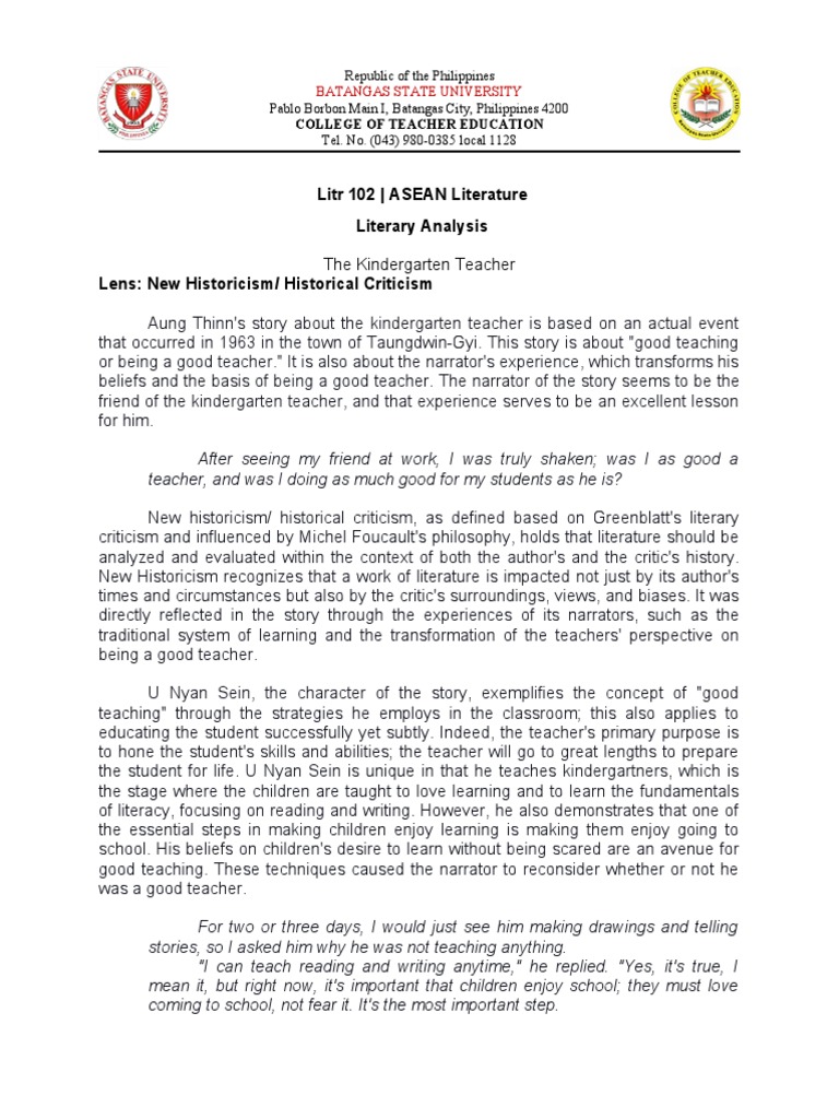 Litr 102 - ASEAN Literature Literary Analysis Lens: New Historicism ...