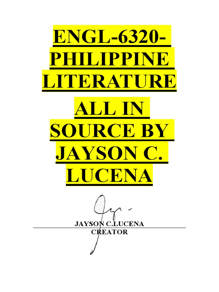 Engl 6320 Philippine Literature All in Source by Jayson C. Lucena PDF | PDF | Senses | Narrative
