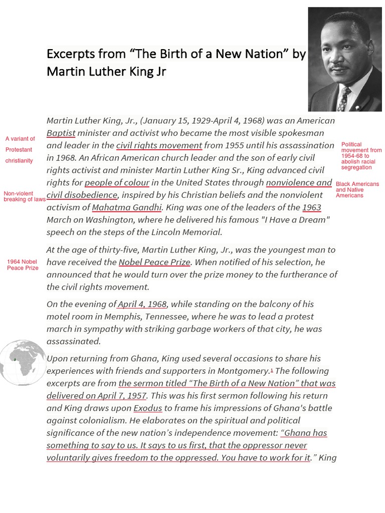 The Birth of A New Nation - Excerpts MLK | PDF | Martin Luther King Jr.