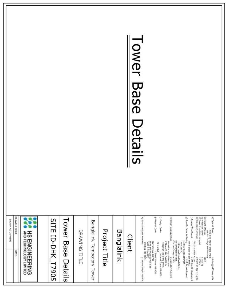 Tower Base Design | PDF | Screw | Structural Steel