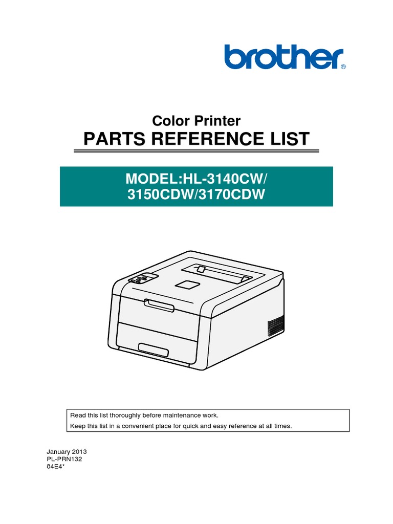 Brother HL-3140CW/3150CDW/3170CDW Parts List | PDF | Manufactured Goods