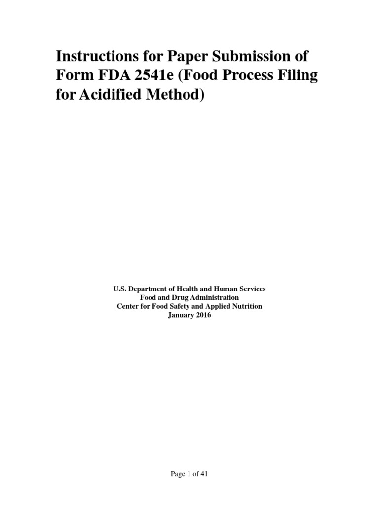 FDA 2541e Submission Instructions | PDF | Pressure Cooking | Food And ...