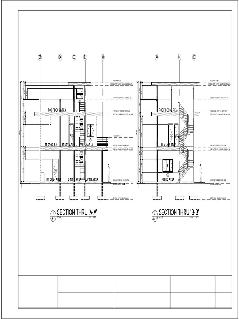 Section Thru 'B-B' Section Thru 'A-A': A3 B3 C3 B1 B2 B3 B4 B5 ...