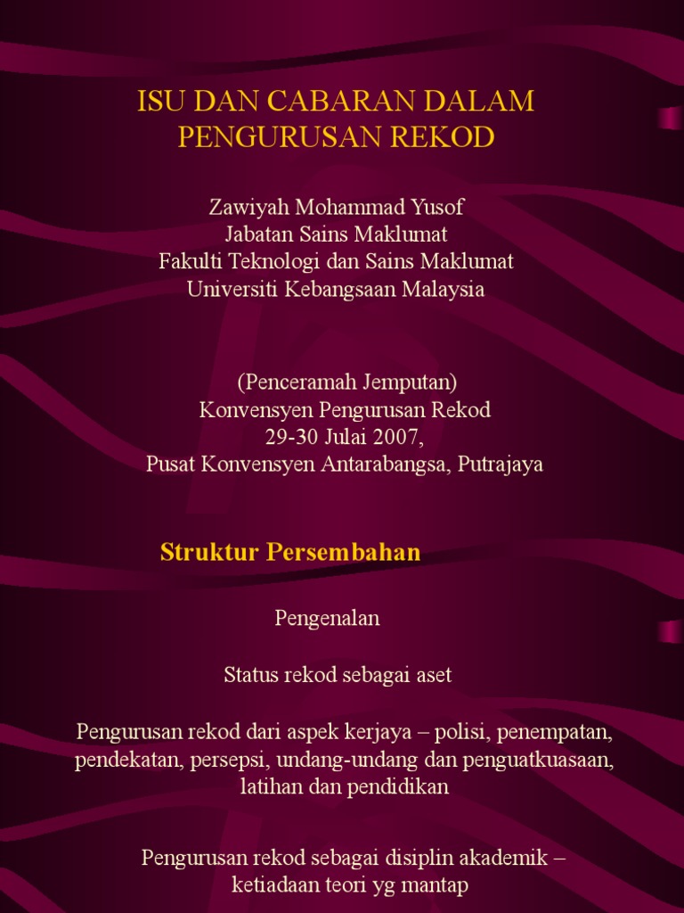 Isu Dan Cabaran Dalam Pengurusan Rekod | PDF