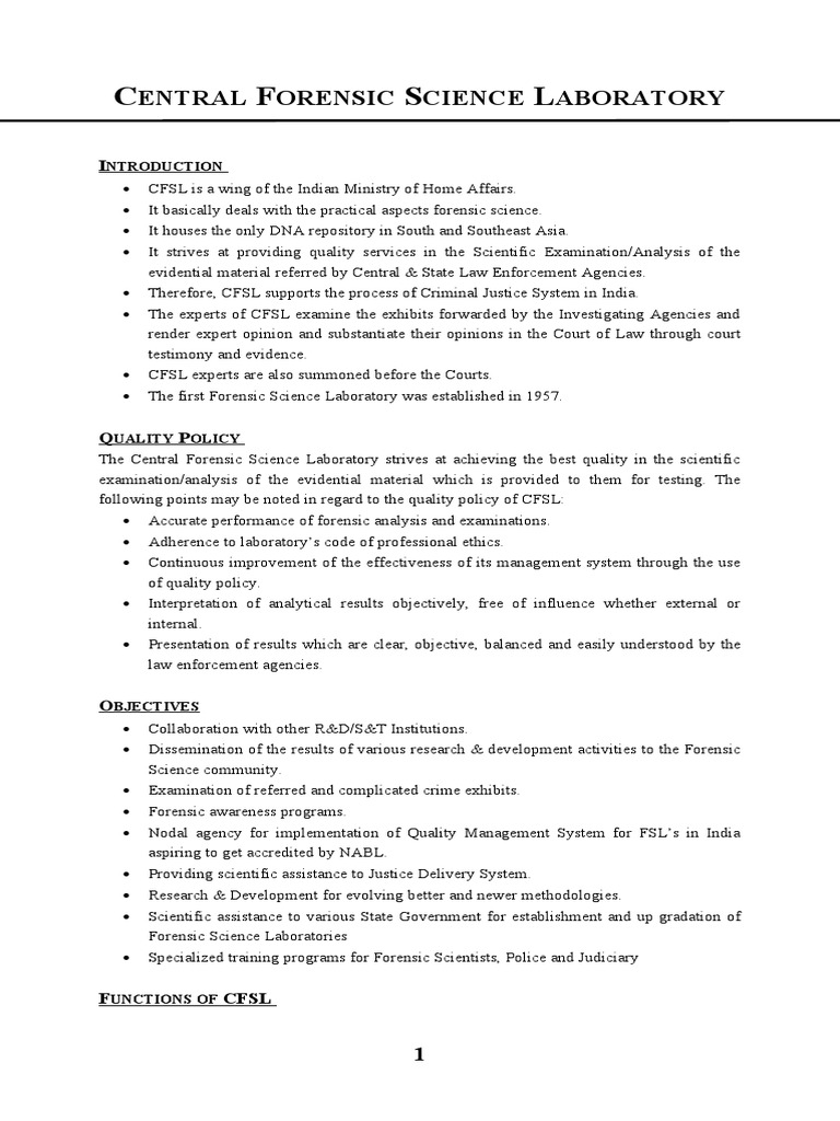 Central Forensic Science Laboratory | PDF | Forensic Science | Science