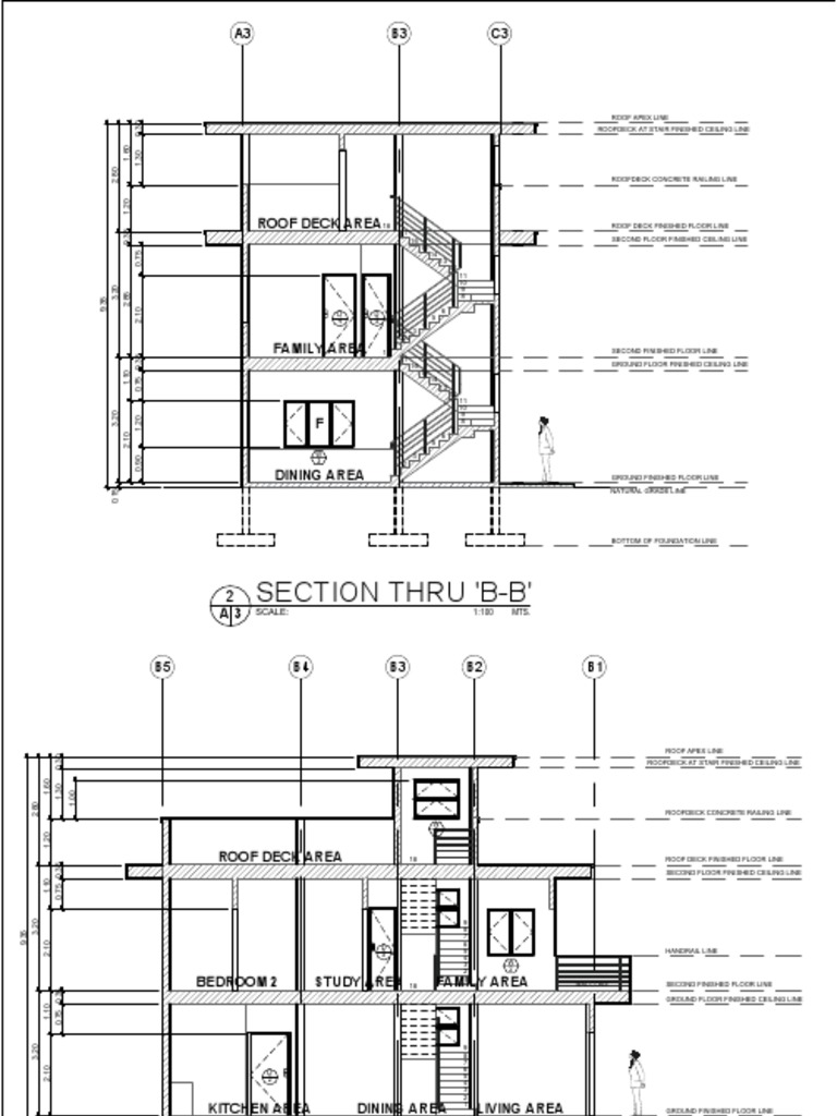Section Thru 'B-B': Roof Deck Area | PDF | Buildings And Structures ...