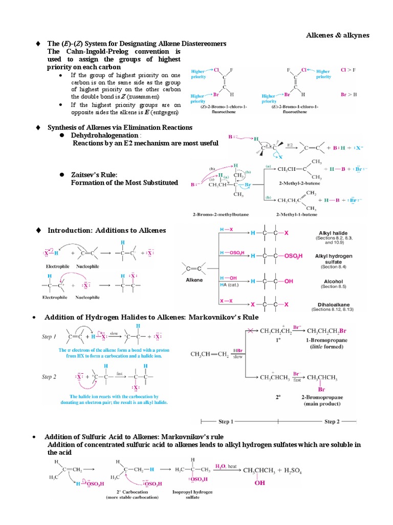 Handout Alkenes 2 | PDF | Alkene | Chemical Reactions