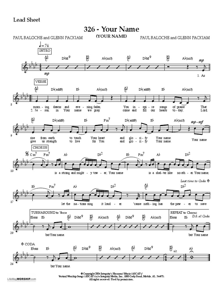 326 - Your Name: Lead Sheet | PDF | Musical Forms | Music Theory