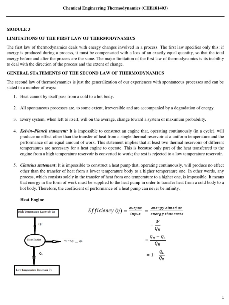 Chemical Engineering Thermodynamics | PDF | Entropy | Heat