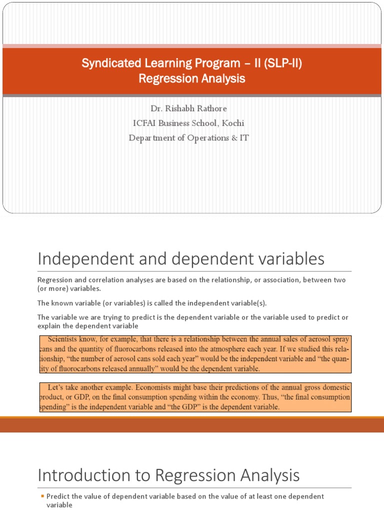 Syndicated Learning Program - II (SLP-II) Regression Analysis | Download Free PDF | Regression ...