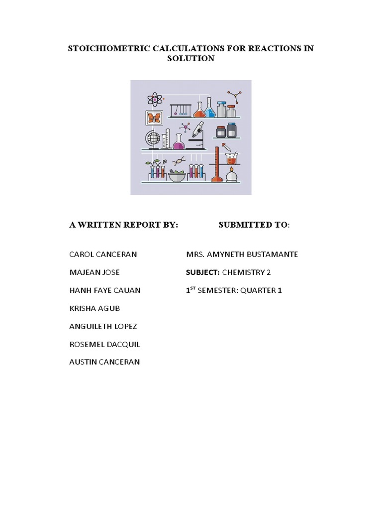 Stoichiometric Calculations For Reactions in Solution | PDF | Stoichiometry | Mole (Unit)