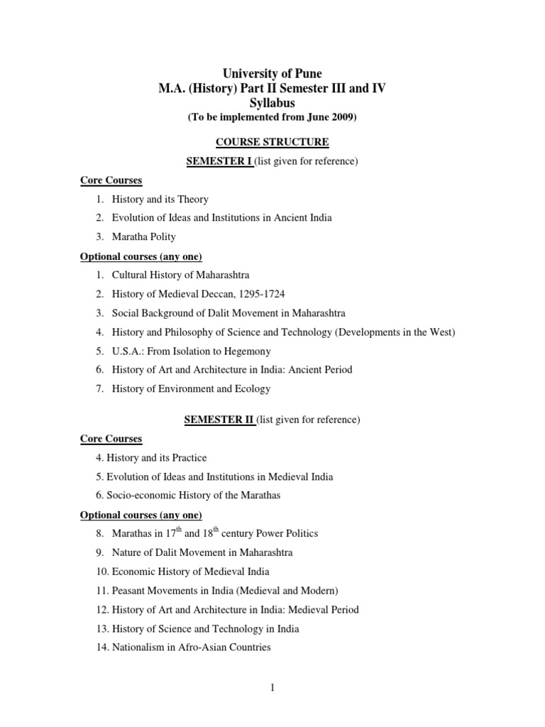 Pune University MA History Syllabus | PDF | World Politics | China