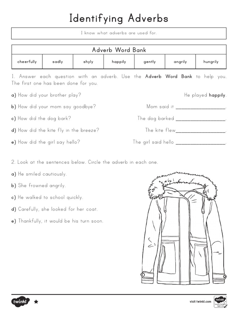 Adverb Identification Worksheet | PDF | Adverb | Morphology