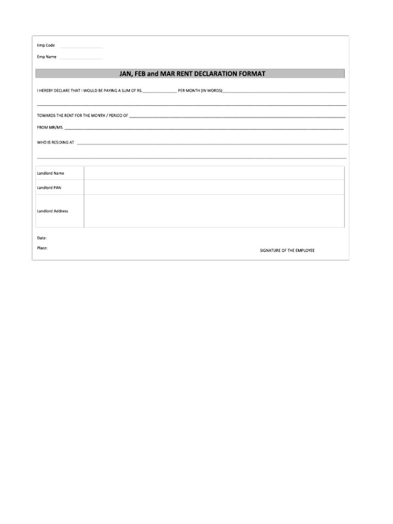 Advance Rent Declaration | PDF