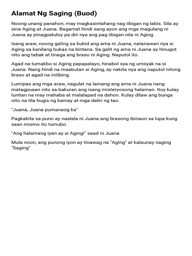 Alamat NG Saging | PDF