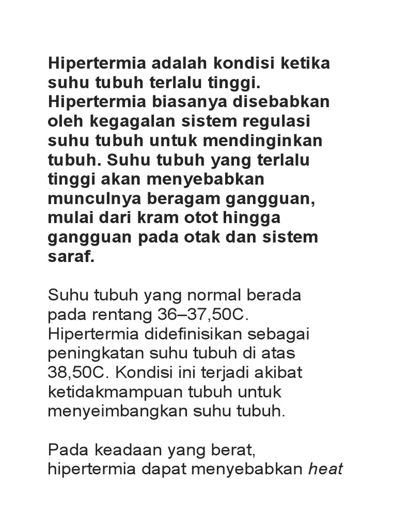 Panduan Lengkap Hipertermia dan Penanganannya | PDF | Kesehatan ...