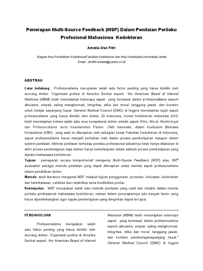 Penerapan Multi Source Feedback MSF Dala | PDF