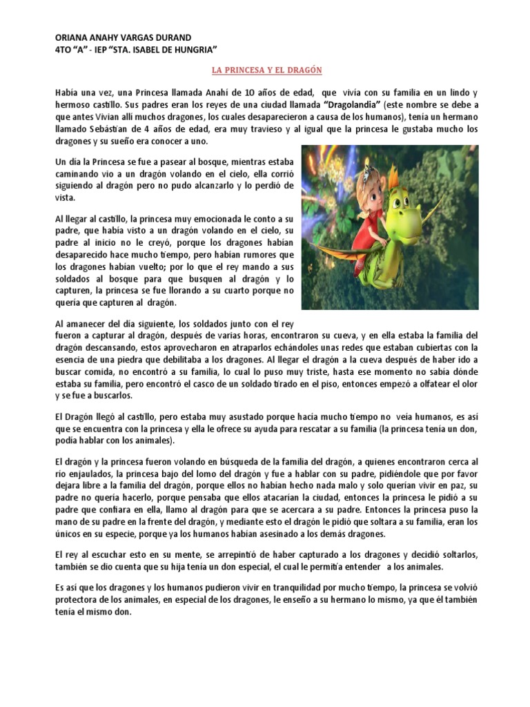 Cuento de La Princesa y El Dragón | PDF