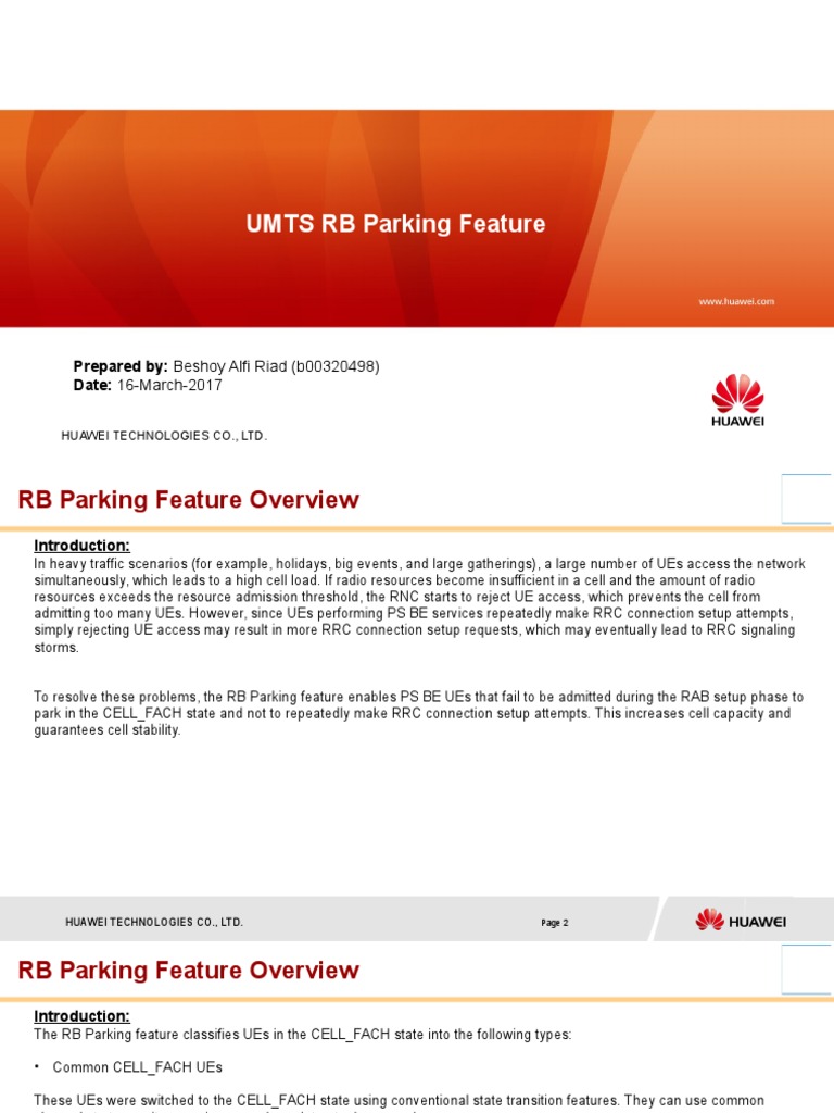 UMTS RB Parking Feature | PDF | Network Congestion | Computer Engineering