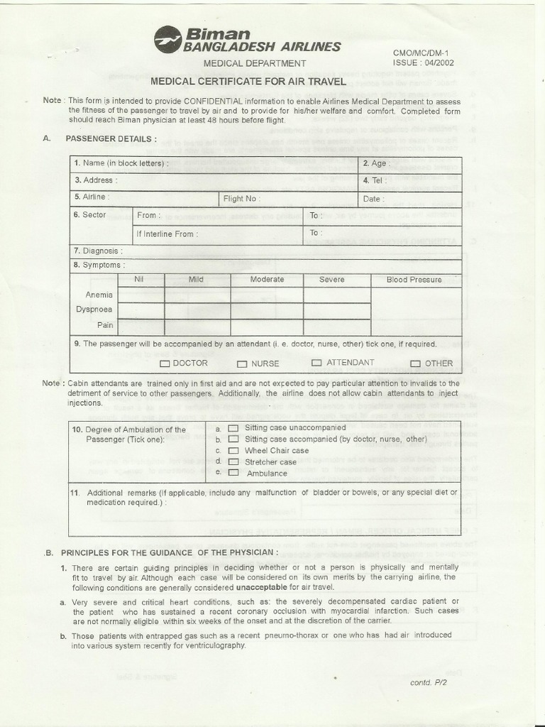 Medical-Form BIMAN (Bangladesh Medical) | PDF
