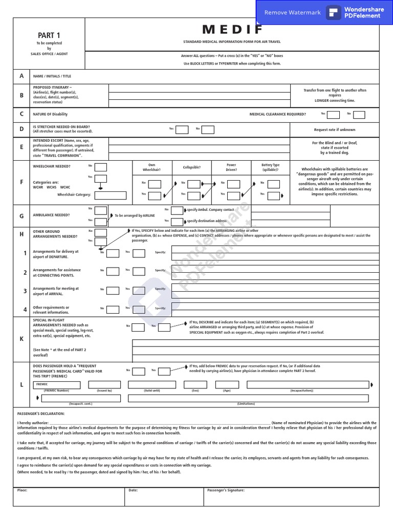 Travel Form Medical | PDF | Breathing | Airlines