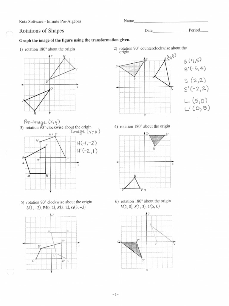 U 2.5 Lesson 3 Rotations and Reflections Homework KEY | PDF