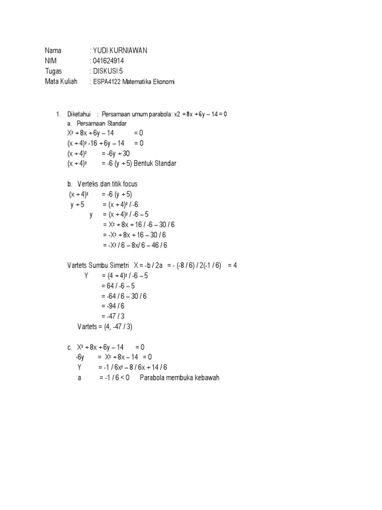 Diskusi 5: Matematika Ekonomi | PDF | Metode & Bahan Ajar
