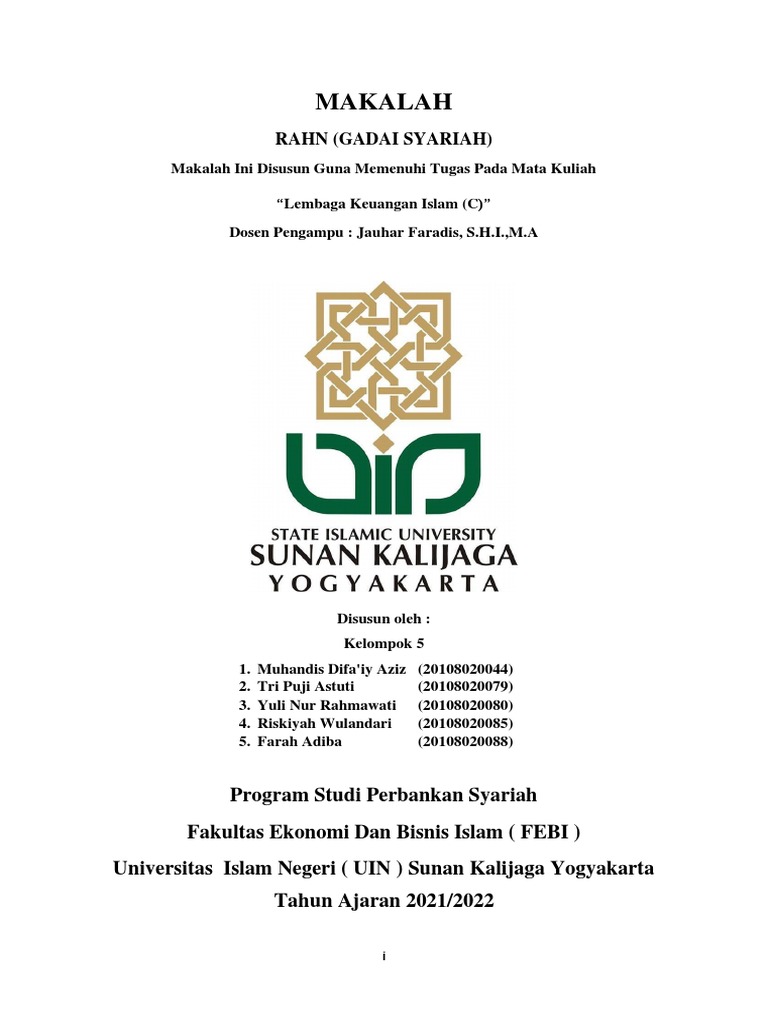 Makalah Kel.5 - Rahn (Gadai Syariah) | PDF