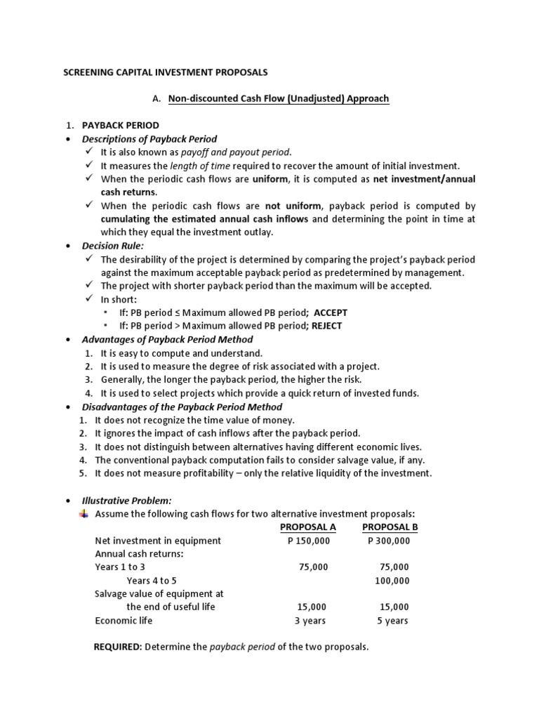 Screening Capital Investment Proposals | PDF | Net Present Value ...