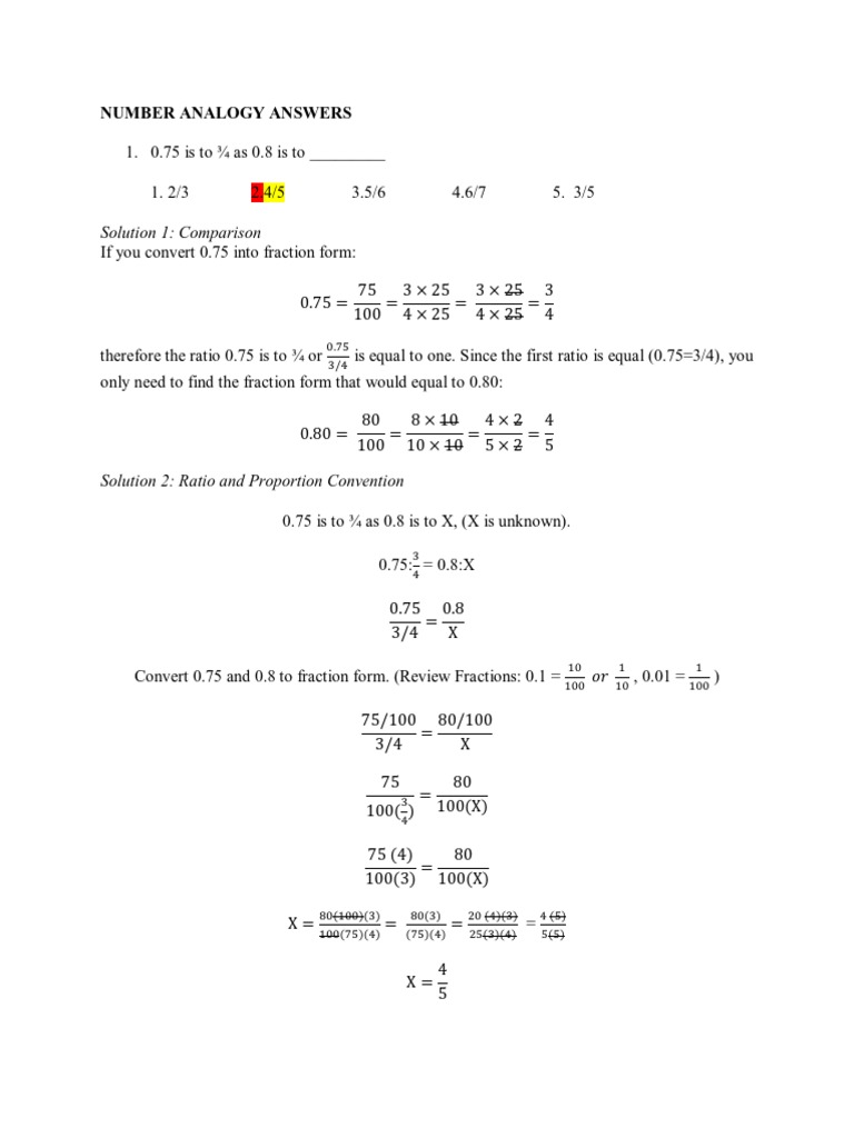 Number Analogy | PDF